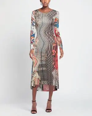 MARINE SERRE Midi Dress Taupe Size Viscose, Elastane
