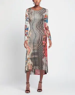 MARINE SERRE Midi Dress Taupe Size Viscose, Elastane