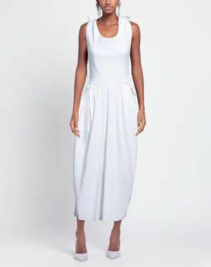 Fabiana Filippi Maxi Dress In Linen, Cotton, And Elastane - White