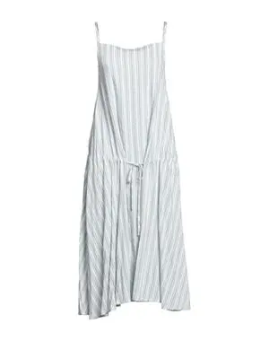 BLAUER. Midi Flared Striped Viscose Dress - Sky Blue