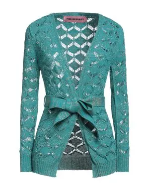 PINK MEMORIES Knitted Belted Cardigan - Turquoise