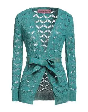 PINK MEMORIES Knitted Belted Cardigan - Turquoise
