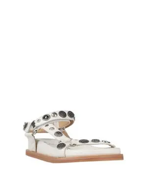 STRATEGIA Soft Leather Ankle Strap Sandals - White