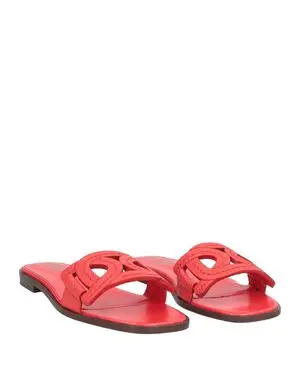 TOD'S Leather Slide Sandals - Red