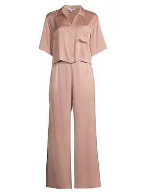 Lunya Washable Silk High-rise Pants 2-piece Pajama Set Otium Tan