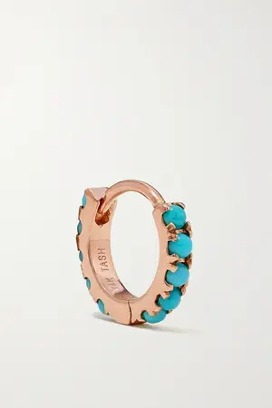 MARIA TASH 6.5mm 14-karat Rose Turquoise Single Hoop Earring