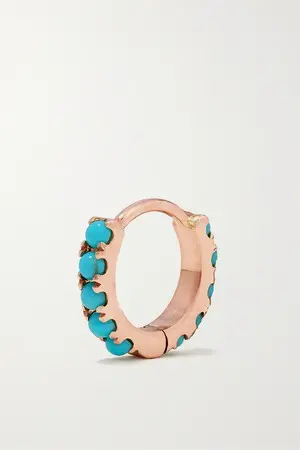 MARIA TASH 6.5mm 14-karat Rose Turquoise Single Hoop Earring