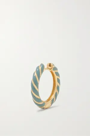 Alison Lou Medium Streamer 14-karat And Enamel Hoop Earrings