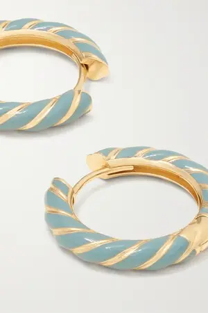 Alison Lou Medium Streamer 14-karat And Enamel Hoop Earrings