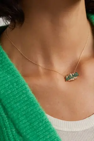 DIANE KORDAS Mama 18-karat Gold, Emerald And Diamond Necklace