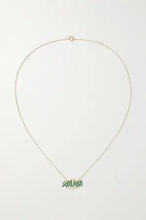 DIANE KORDAS Mama 18-karat Gold, Emerald And Diamond Necklace