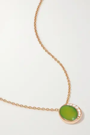 DAVID MORRIS Fortuna Large 18-karat Rose Chrysoprase And Diamond Necklace