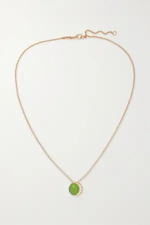 DAVID MORRIS Fortuna Large 18-karat Rose Chrysoprase And Diamond Necklace