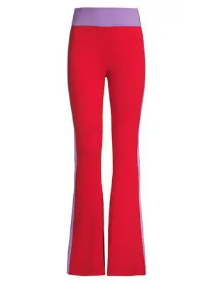 Victor Glemaud Women's Flared Colorblocked Wool Pants - Red Lilac Multi  - Red Lilac Multi
