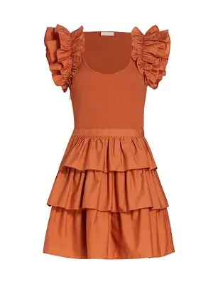 Ulla Johnson Women's Hanna Ruffled Minidress - Auburn  - Auburn