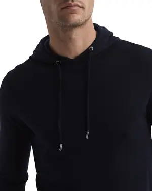 REISS Holland Merino Wool Hoodie - Navy