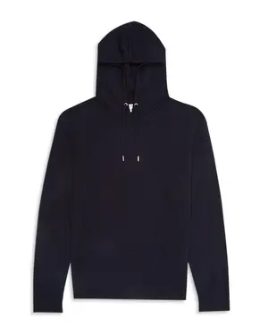 REISS Holland Merino Wool Hoodie - Navy