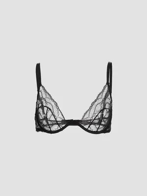 Kiki De Montparnasse Mon Cheri Sheer Lace Demi Bra Black