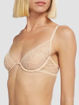 Kiki De Montparnasse Mon Cheri Sheer Lace Demi Bra - Blush