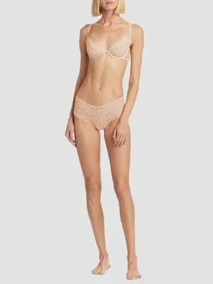 Kiki De Montparnasse Mon Cheri Sheer Lace Demi Bra - Blush