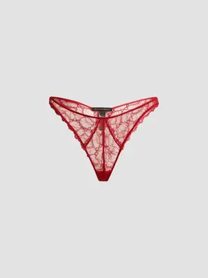Kiki De Montparnasse Mon Cheri Sheer Lace Briefs Red