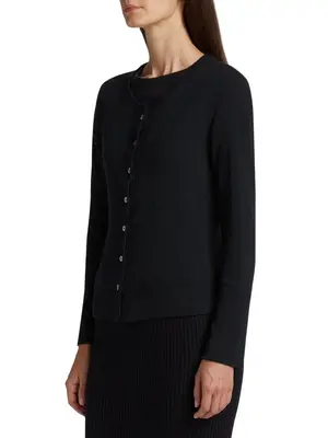LESET Pointelle-knit Cotton Cardigan - Black