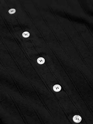 LESET Pointelle-knit Cotton Cardigan - Black
