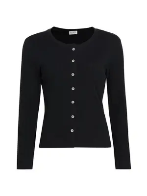 LESET Pointelle-knit Cotton Cardigan - Black