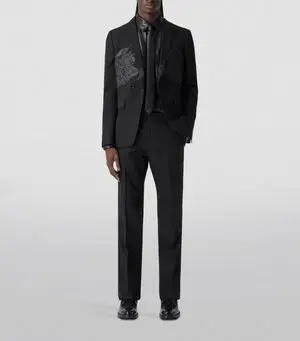 Burberry Equestrian Knight Jacquard Tuxedo Trousers