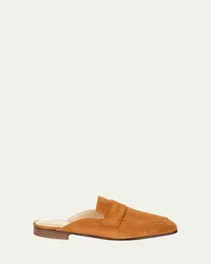 SOPHIQUE Sophique Riviera Suede Loafer Mules - Cognac