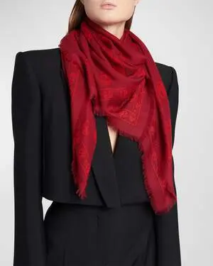 Alexander McQueen Skull Wool Scarf Bordeaux Red
