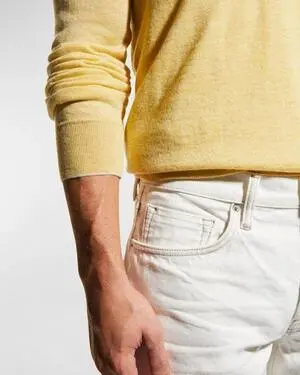 Neiman Marcus Extra Lightweight Wool-cashmere V-neck Sweater - Yellow