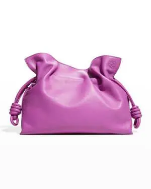 Loewe Flamenco Drawstring Knot Clutch Bag - Purple