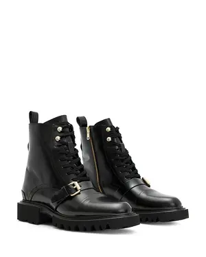 ALLSAINTS Tori Combat Boots - Black/warm Brass