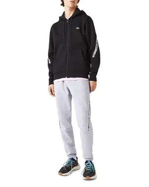 Lacoste Zip-front Hoodie With Printed Bands