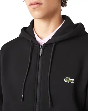 Lacoste Zip-front Hoodie With Printed Bands