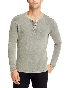 John Varvatos Memphis Waffle Henley - Gray Heather