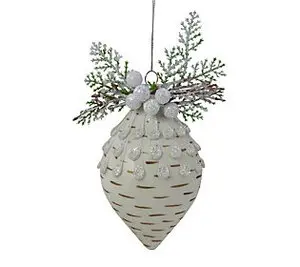 NORTHLIGHT 5' Cedar & Berries White Finial Chri Stmas Ornament - One-color