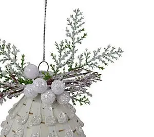 NORTHLIGHT 5' Cedar & Berries White Finial Chri Stmas Ornament