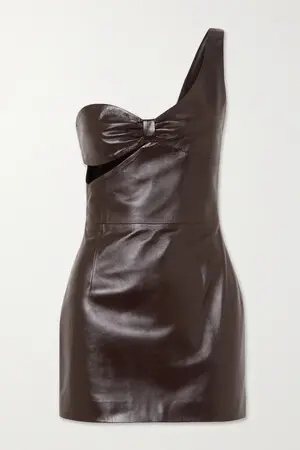 Zeynep Arçay One-shoulder Leather Mini Dress