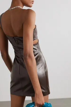 Zeynep Arçay One-shoulder Leather Mini Dress
