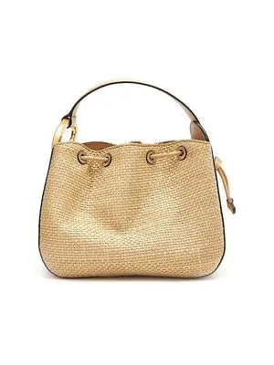 Oscar De La Renta Women's O Handle Raffia Bucket Bag - White - Natural