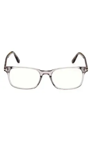 TOM FORD TOM FORD 53mm Rectangular Blue Light Blocking Eyeglasses Grey/other