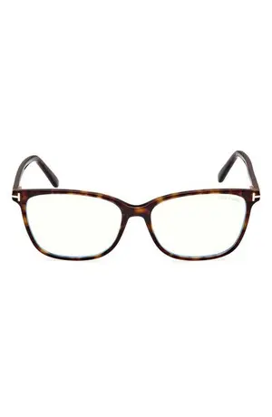 TOM FORD 56mm Rectangle Eyeglasses - Dark Havana