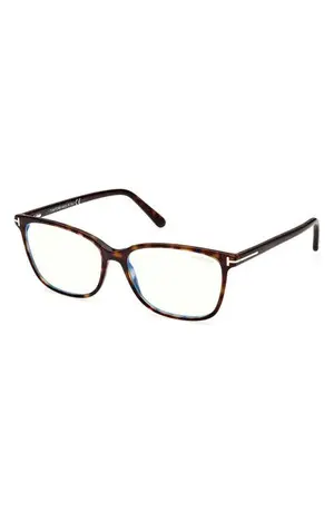 TOM FORD 56mm Rectangle Eyeglasses - Dark Havana