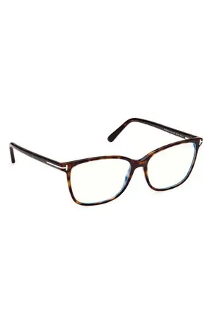 TOM FORD 56mm Rectangle Eyeglasses - Dark Havana