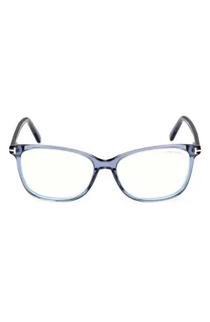 TOM FORD TOM FORD 56mm Rectangle Eyeglasses Shiny Blue
