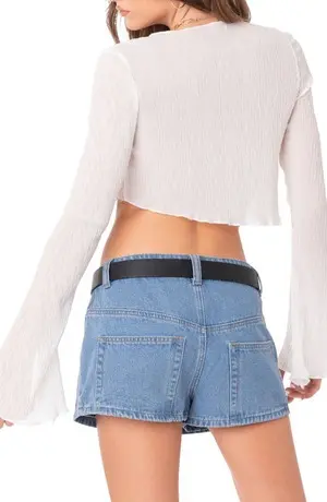 EDIKTED Sheer Raw Hem Crop Top