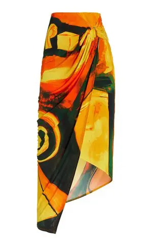 LOUISA BALLOU Coastline Ring Maxi Skirt  L Print