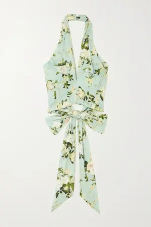Erdem Luna Cropped Halterneck Top - Green